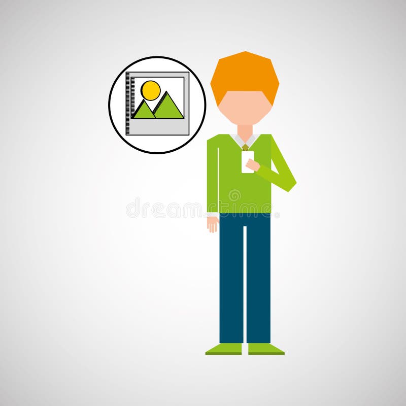 Character Using Phone Image Photo Graphic Stock Vector - Illustration ...