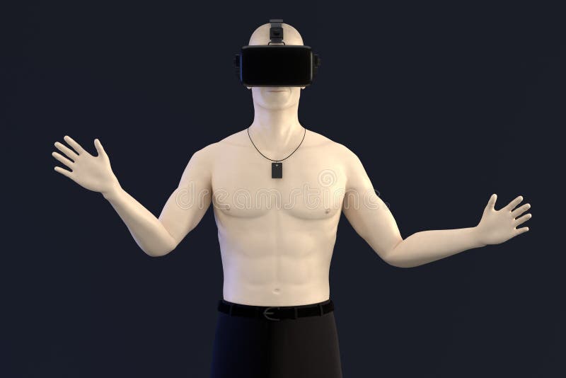 Character with VR headset stock illustration. Illustration of video ...