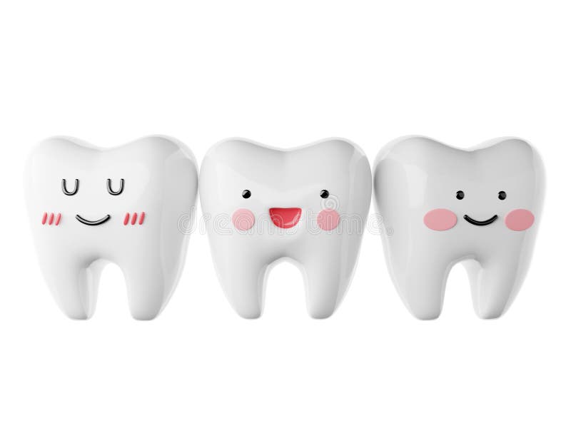 Character of White Teeth, Cute Cartoon Style, Smiling Brightly 3d ...