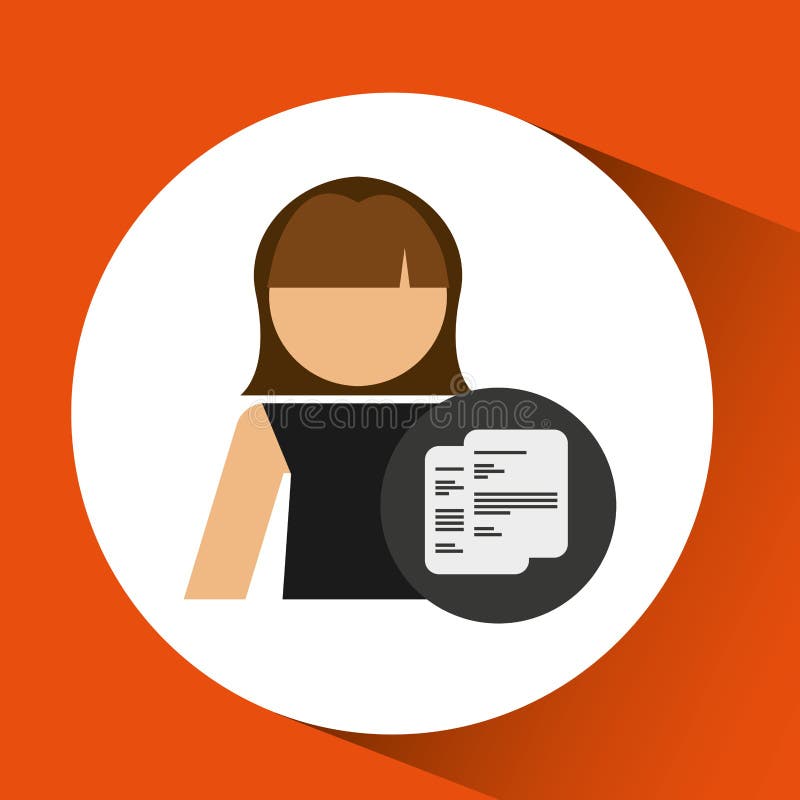 Character Woman with Paper Document File Icon Stock Illustration ...