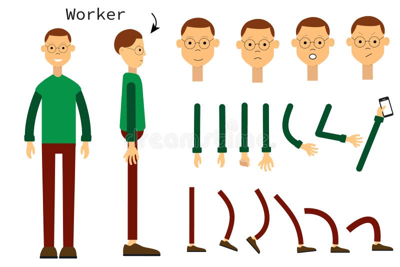 The Character is a Worker. Character for Animation. Set for Your ...