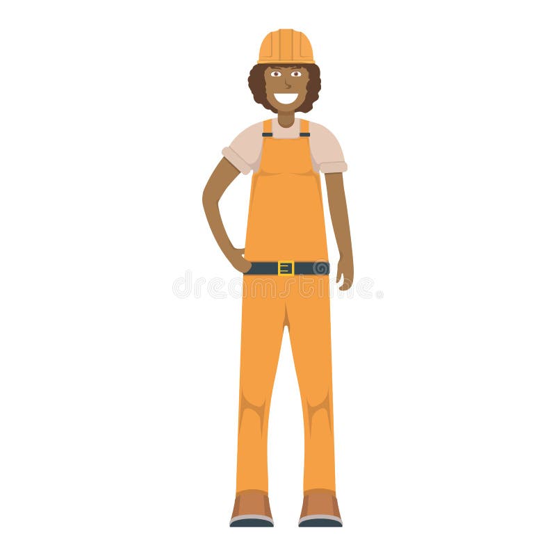 Character Workman Standing Isolated on White, Flat Vector Illustration ...