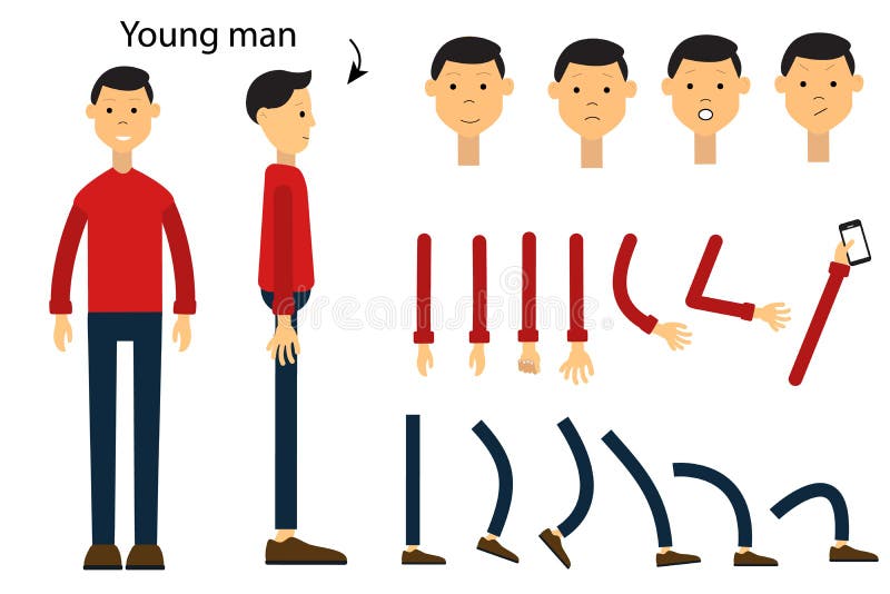 The Character is a Young Man. Character for Animation. Set for Your ...