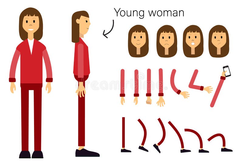 The Character is a Young Woman. the Character is Ready for Animation ...