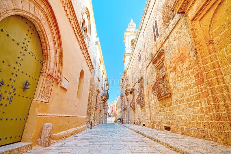 Characteristic Alley of Ir-Rabat, Gozo, Malta Stock Photo - Image of ...