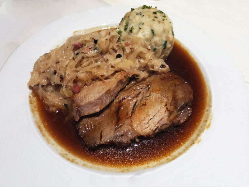 Characteristic Austrian Dish Sauerkraut Fried Meat Stock Photo - Image ...