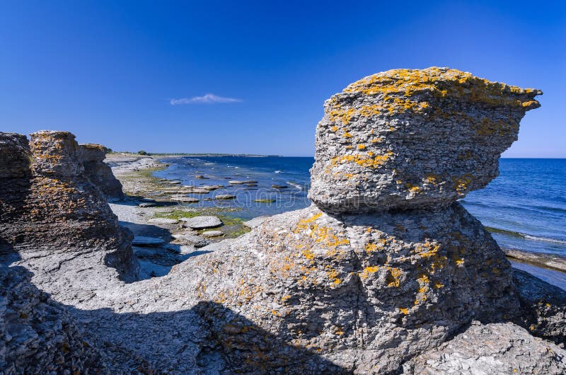 Characteristic Cliffs on Oland Island Stock Image - Image of ...