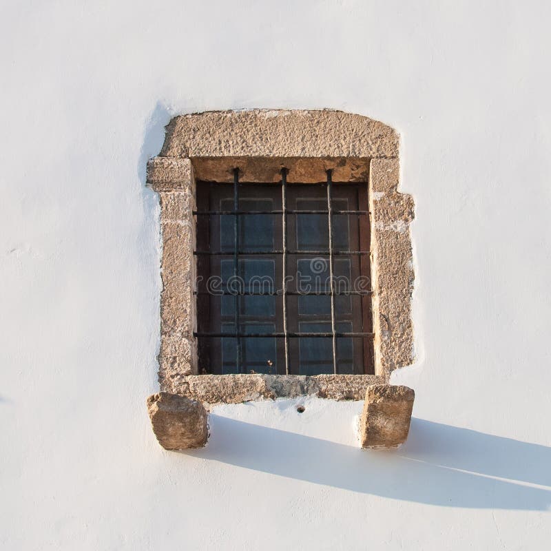 A Vintage Square Window in a Cycladic Style House in Greece Stock Photo ...