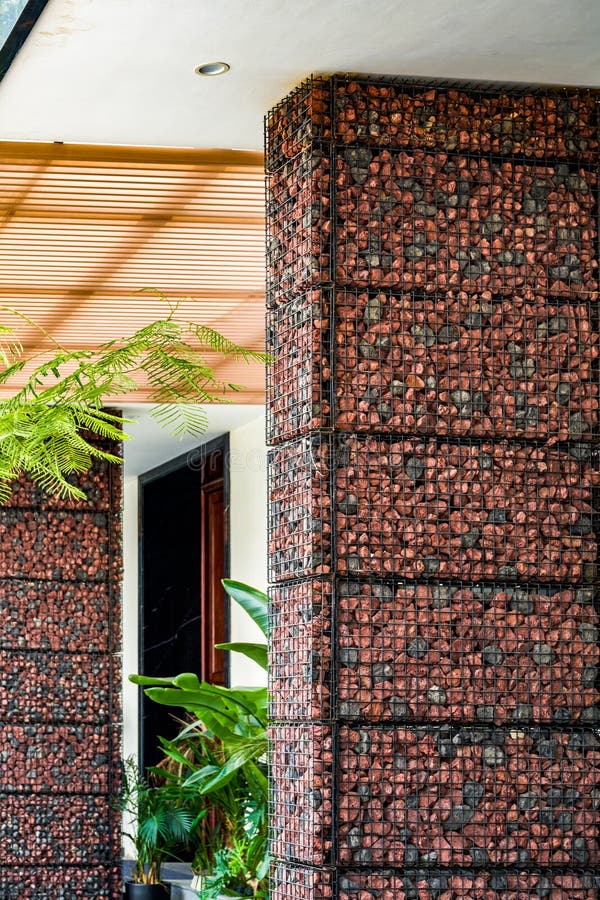 A Characteristic Top Beam Pillar, the Iron Fence is Filled with Stone ...