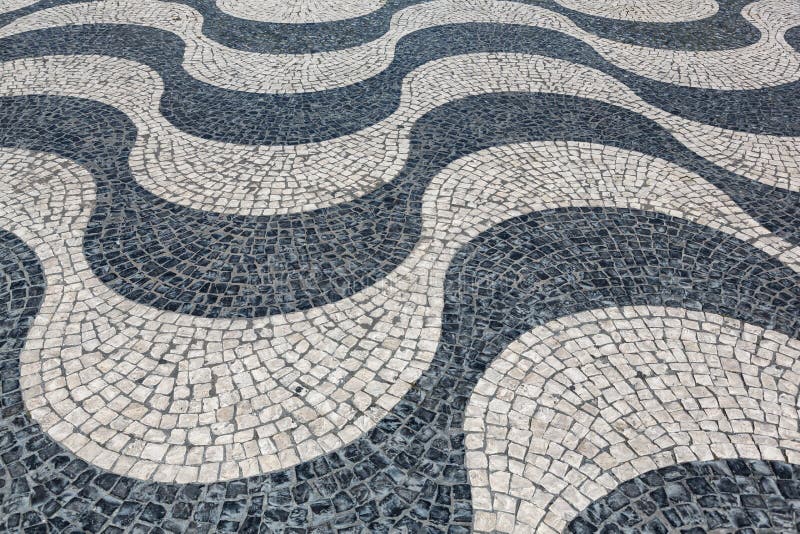 Cobblestone Wave Design Pavement in Square Stock Image - Image of wavy ...