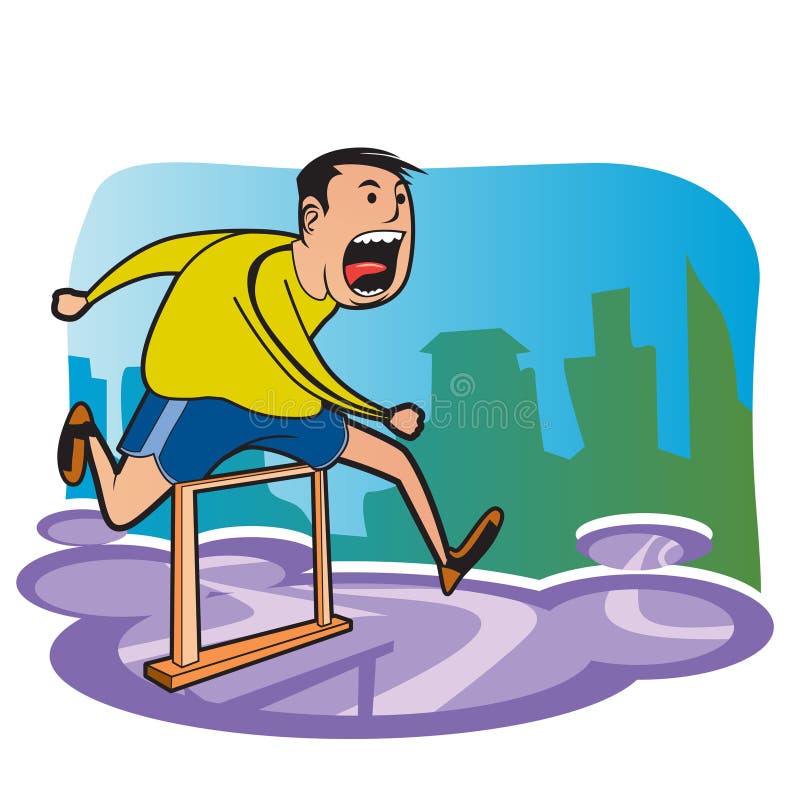 Funny Character - Run & Jump. Joyful Celebration in the City Stock ...