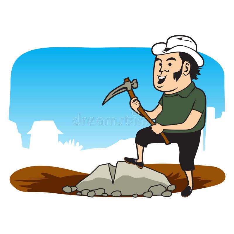 Funny Characters - Man is Digging. Cheerful Cartoon Character Spreads ...