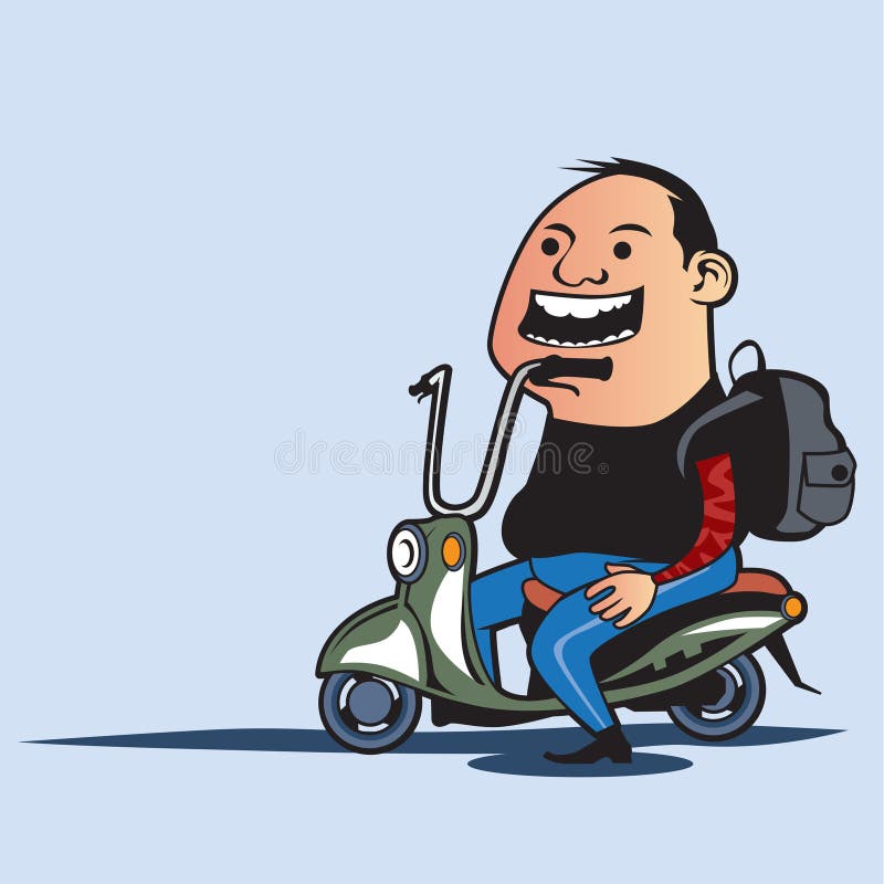 Funny Characters - Lets Ride. Cheerful and Happy Individual Smiling ...