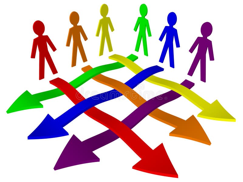 Characters and Arrows - Business Team, Teamwork Stock Illustration ...