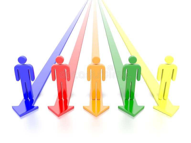 Characters with Arrows. stock illustration. Illustration of guide ...