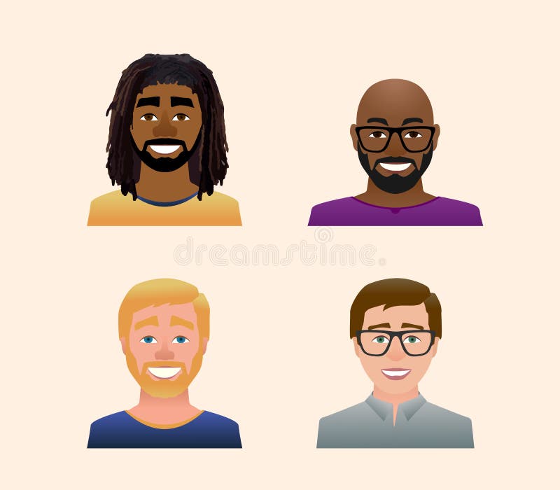 Characters Avatars Profile in Flat Cartoon Style Color Illustration ...