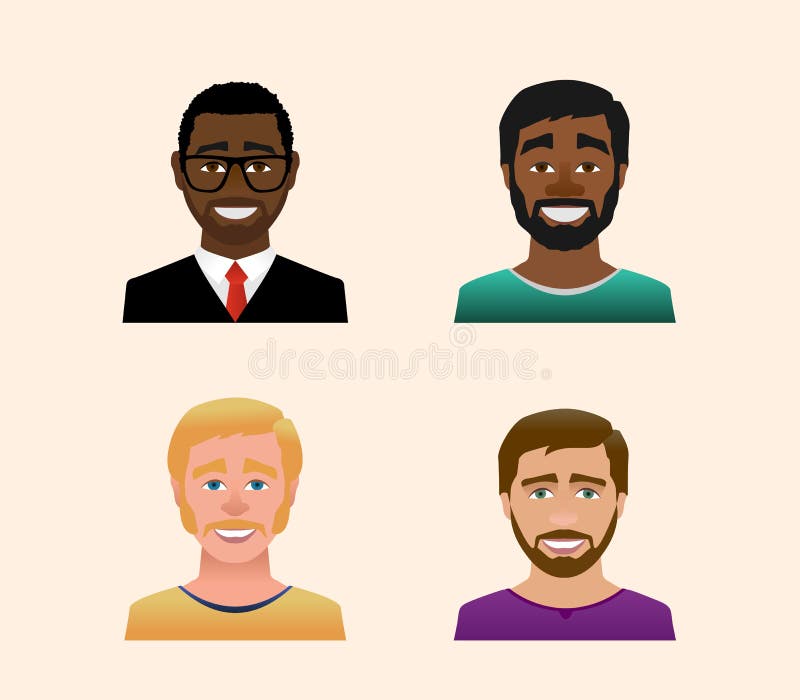 Characters Avatars Profile in Flat Cartoon Style Color Illustration ...