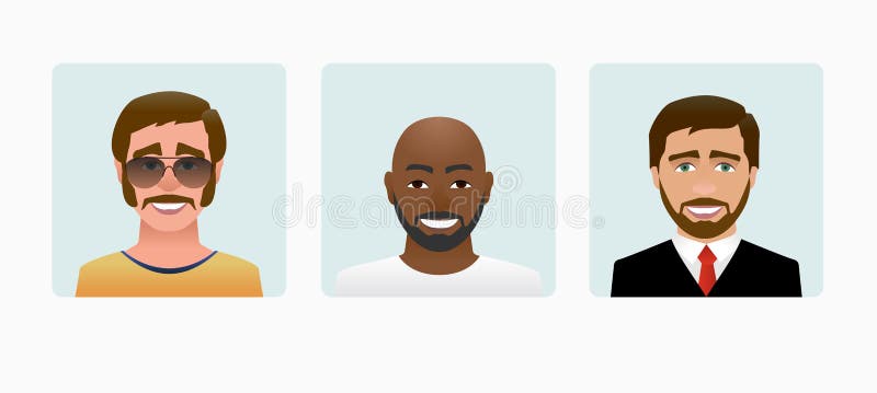 Characters Avatars Profile in Flat Cartoon Style Color Illustration ...