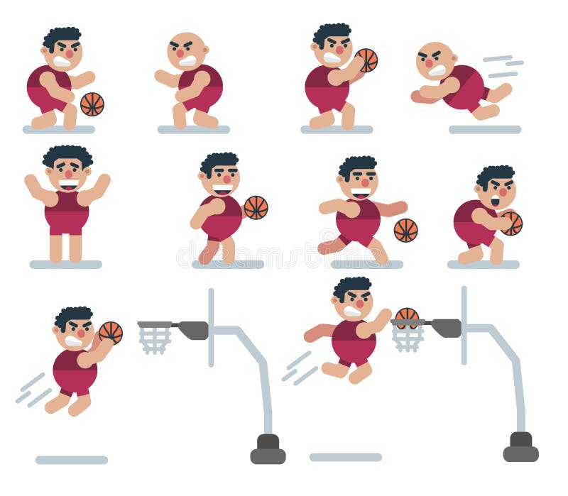 Characters Basketball, Game, Flat ,icon Man, Cartoon Stock Vector ...