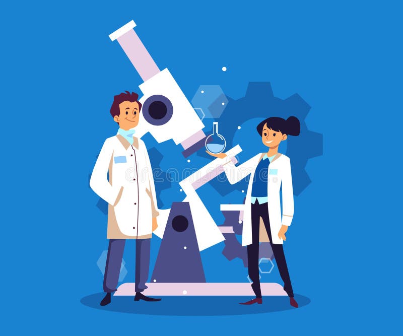 Biomedical and Bioengineering Scientists, Flat Vector Illustration ...