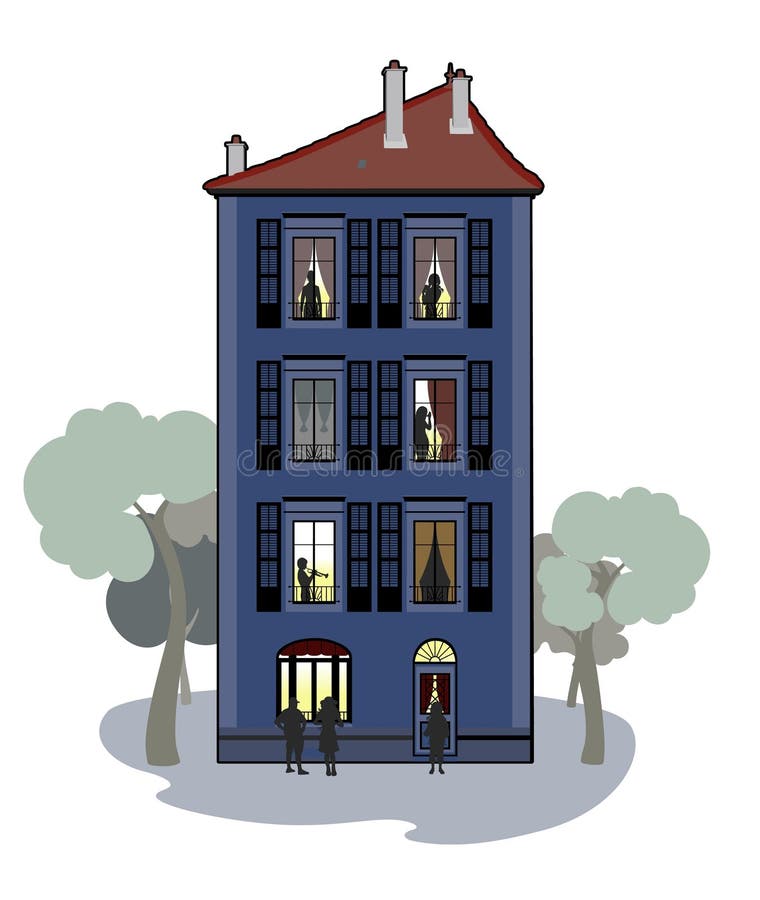 Characters in the building stock vector. Illustration of characters ...