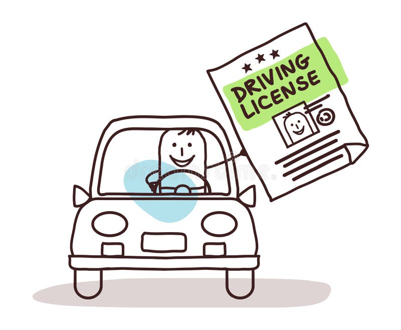 Characters and Car - Driving License Stock Vector - Illustration of ...