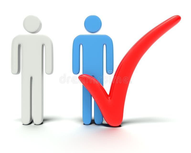 Characters with Check Mark Concept in Square. Stock Illustration ...