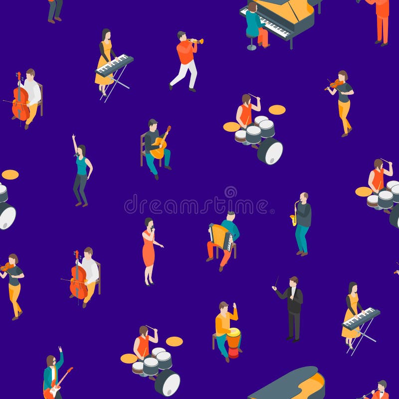 Characters Different Musicians People Seamless Pattern Background 3d ...