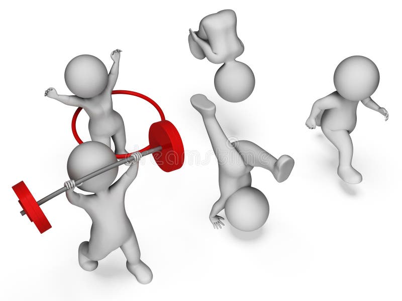 Characters Exercise Shows Working Out and Exercised 3d Rendering Stock ...