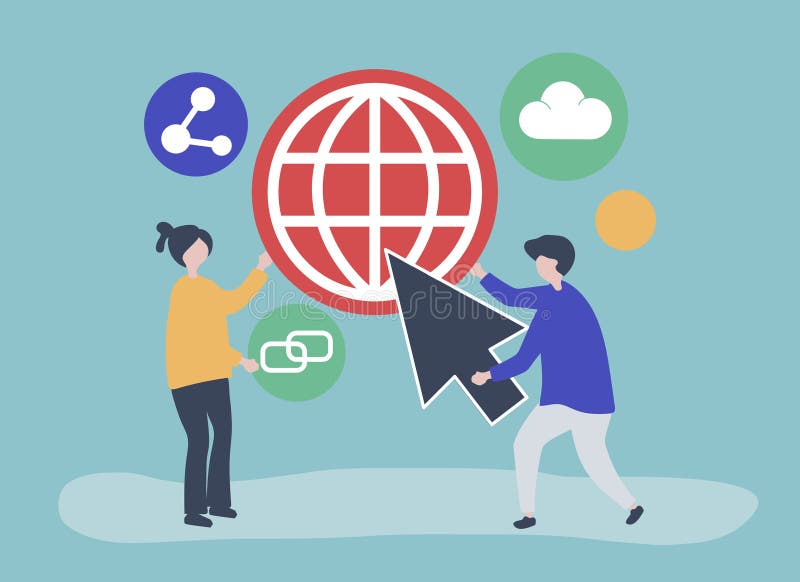 Characters and Global Communication Concept Illustration Stock Vector ...