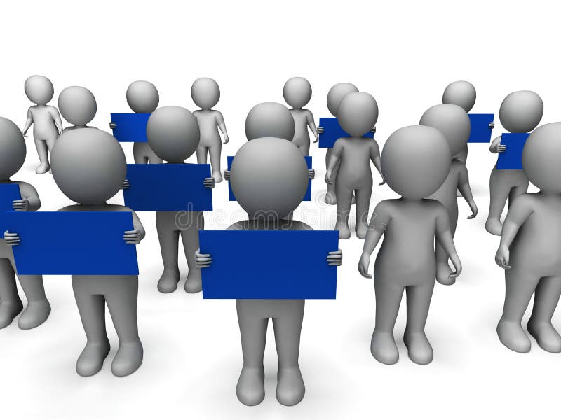 Characters Holding Signs Showing Talking or Discussion Stock ...