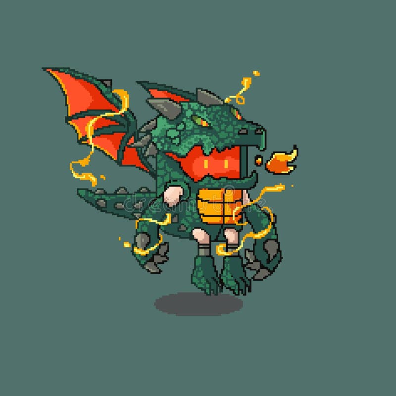 The Dragon pixel art stock illustration. Illustration of form - 265154585