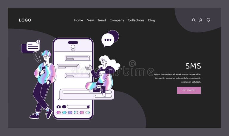 Characters Interacting with SMS on Stock Vector - Illustration of ...