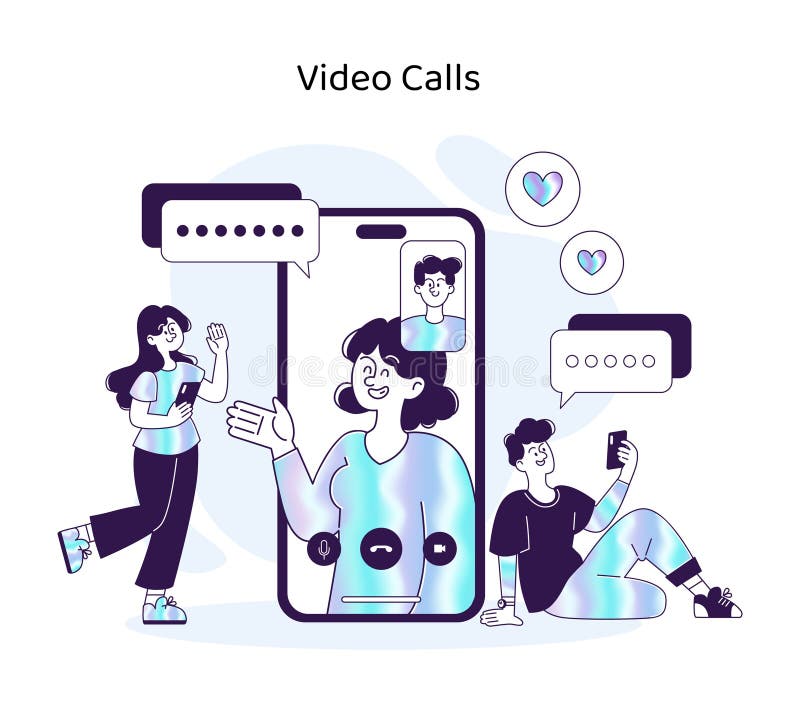 Characters Interacting Via Video Chat Stock Vector - Illustration of ...