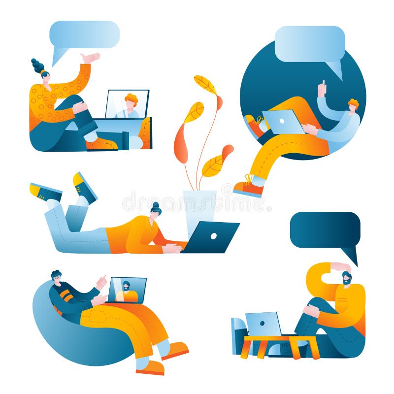 Communication Via Laptops Stock Illustrations – 150 Communication Via ...