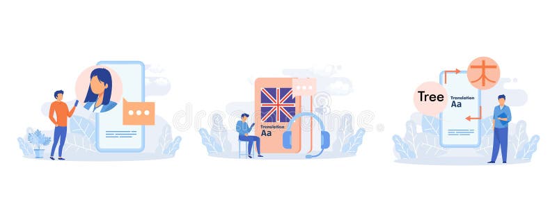 Characters Learning English Language Illustration. Stock Vector ...