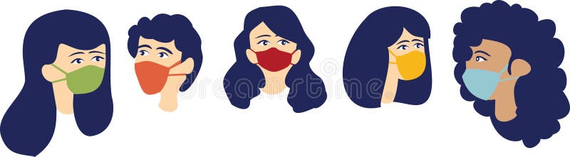 Characters with masks stock vector. Illustration of stand - 203921157