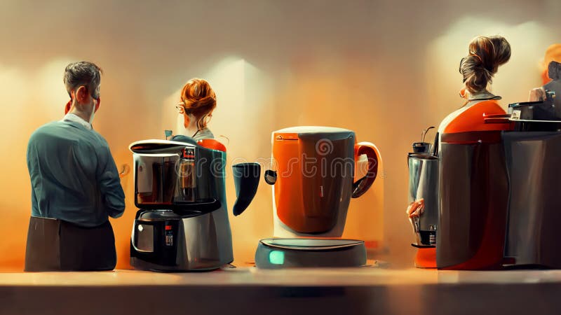 Characters, Office Staff Standing Around Talking and Having a Coffee in ...