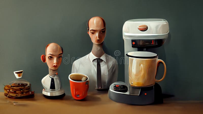 Characters, Office Staff Standing Around Talking and Having a Coffee in ...