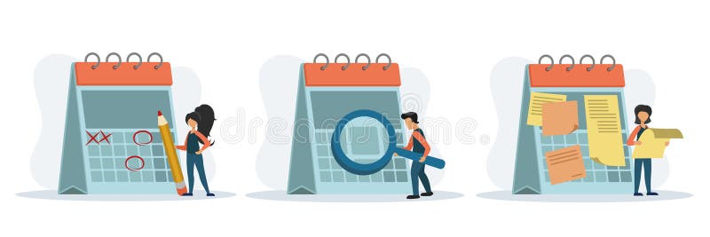 Characters Organizing and Planning Schedule Stock Vector - Illustration ...