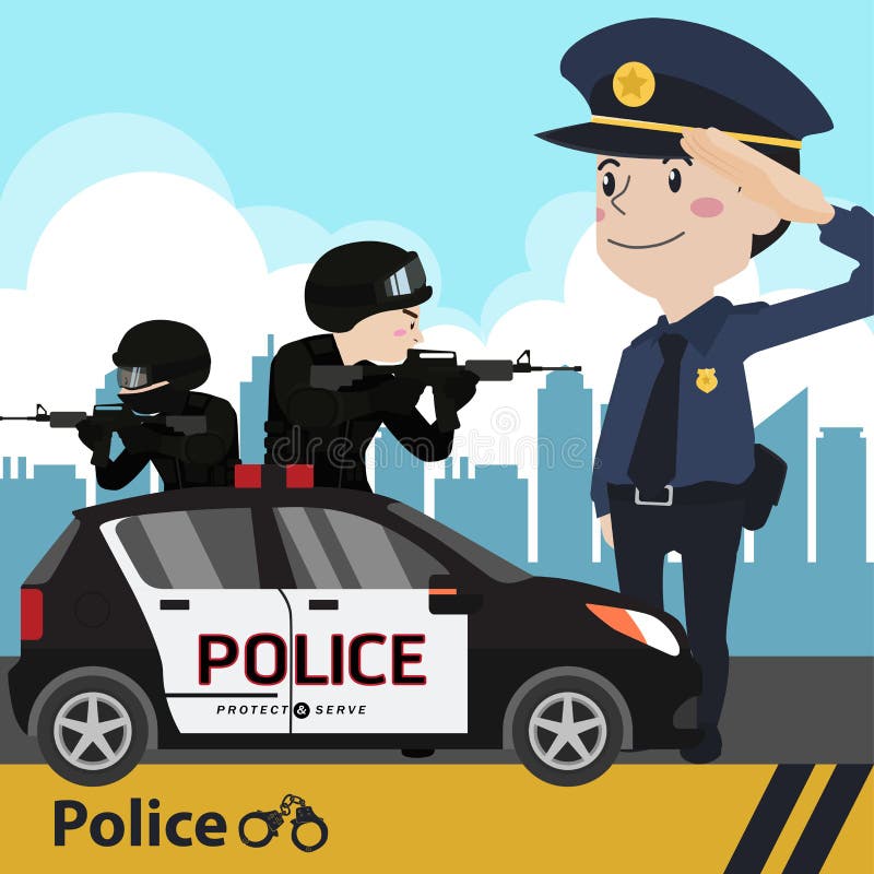 Characters Police Flat Design Stock Vector - Illustration of design ...