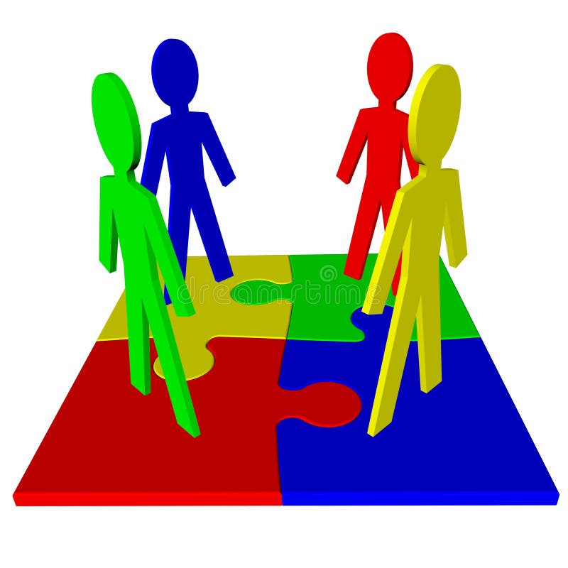 Characters and Puzzle - Business Team, Teamwork Stock Illustration ...