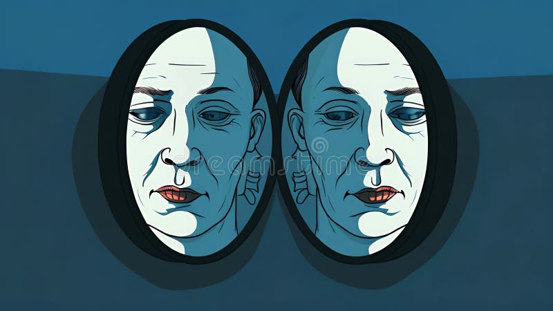 A Characters Reflection in a Mirror Shows a Stock Video - Video of ...