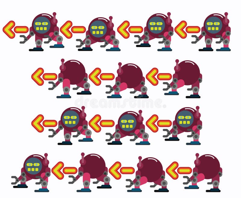 Characters Robot Walk, Game, Flat ,icon Man, Cartoon Stock Illustration ...
