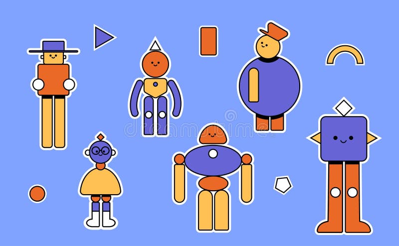 Geometric Figure Cartoon Stickers Flat Vector Stock Illustration ...