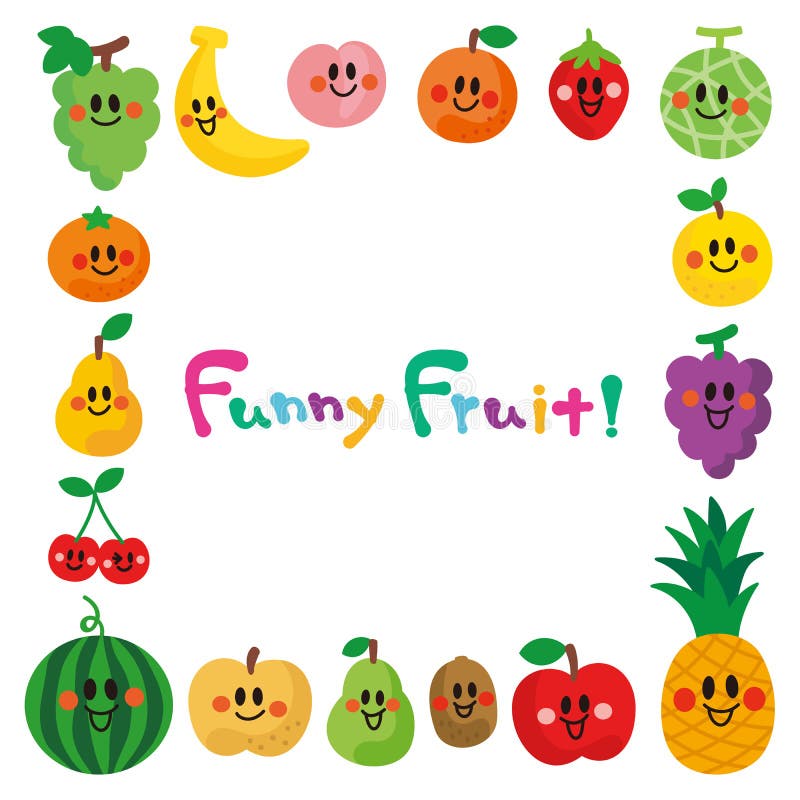 Characters of Smiling Fruits.frame. Stock Vector - Illustration of ...