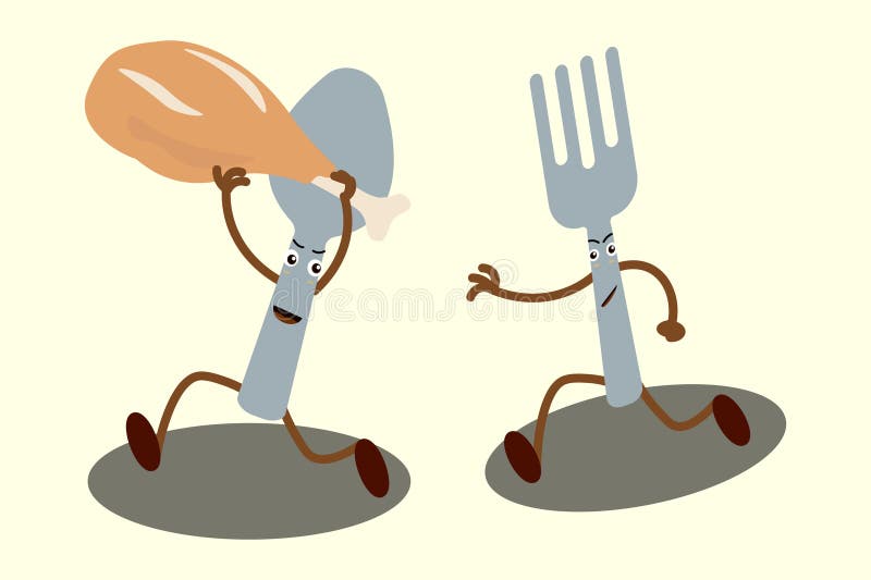 Characters of Spoon and Fork. Cute Cartoon. Comic Stock Vector ...