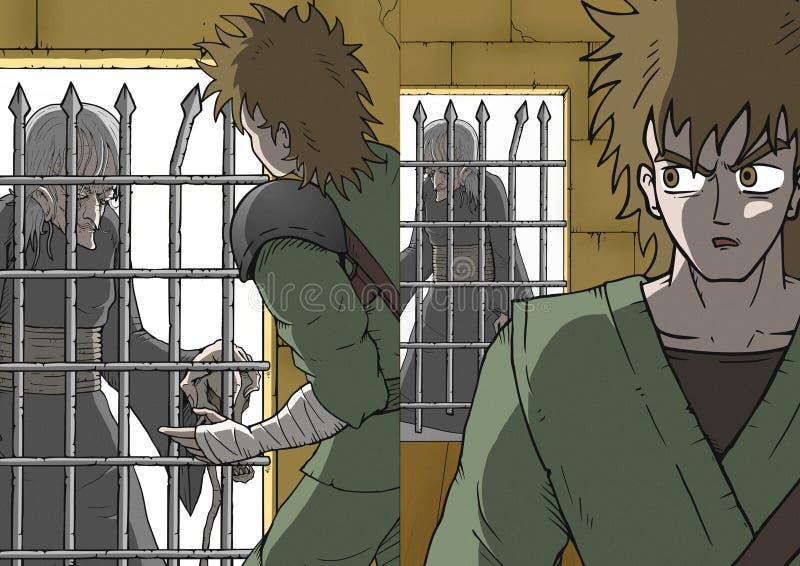Characters trapped in jail stock illustration. Illustration of style ...