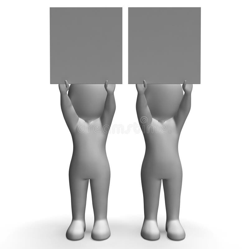 Characters with Two Blank Boards Allow Messages Stock Illustration ...