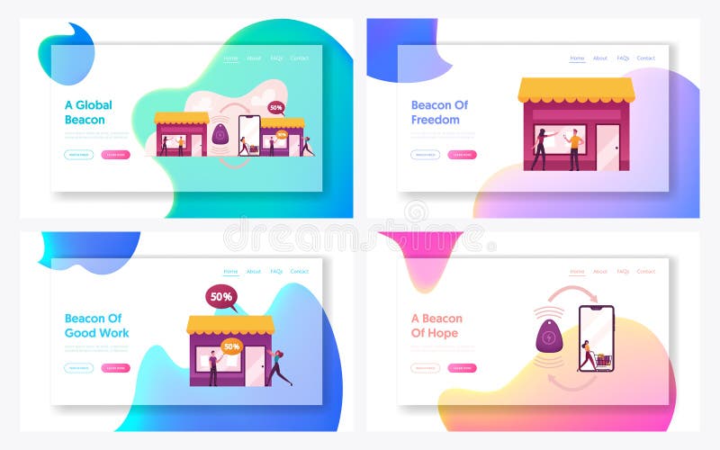 Characters Using Beacon Technology for Shopping Landing Page Template ...